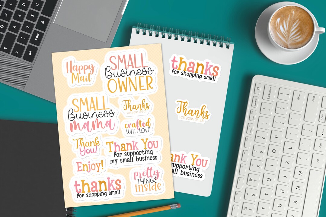 Small Business Thank You Stickers Sheet Seller Shop Store Ecommerce ...