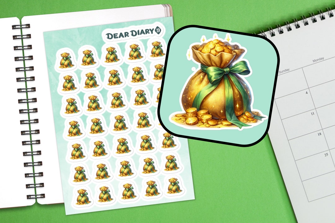35 Savings Challenge Planner Stickers Sheet Money Bag Goal Tracker ...