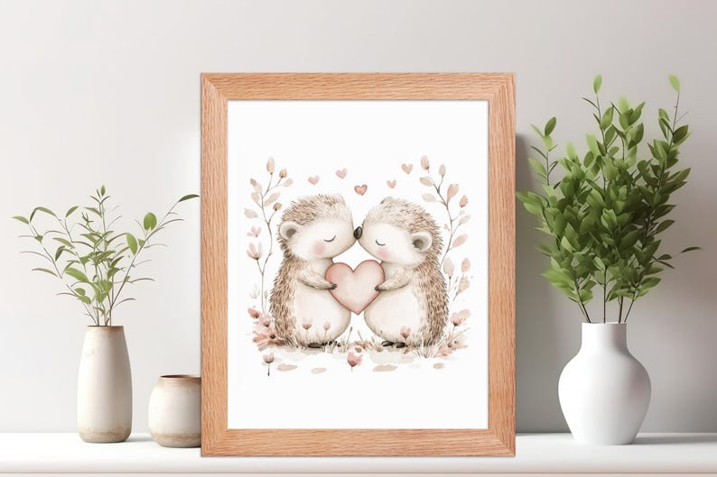 PNG Romantic Hedgehogs Love Printable Wall Art Poster Print Funny ...