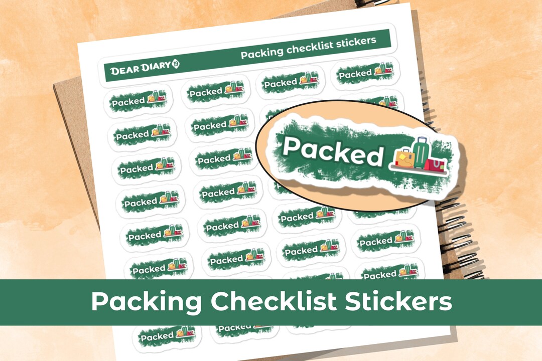 Packing Checklist Planner Stickers Sheet Honeymoon Travel Journal ...