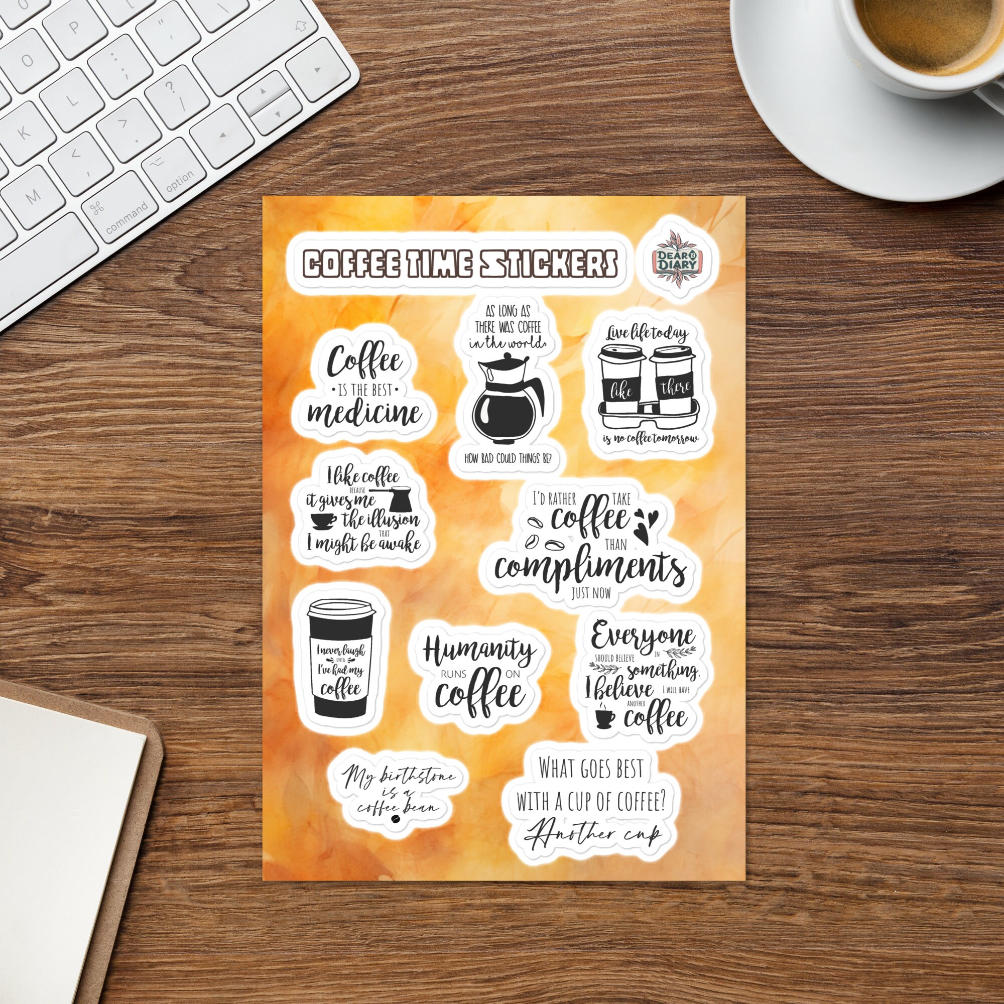 Coffee Stickers Sheet Latte Cappuccino Morning Food Drinks Aesthetic ...