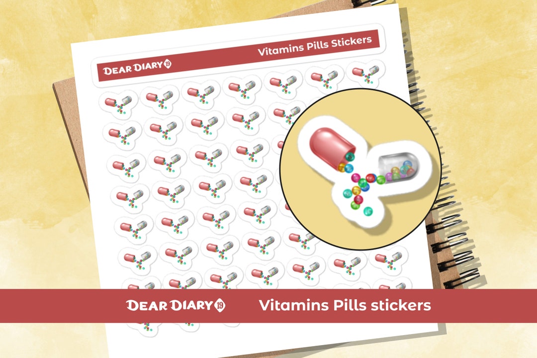 Vitamins Planner Stickers Sheet Take Pills Vitamin Tracker Reminder ...