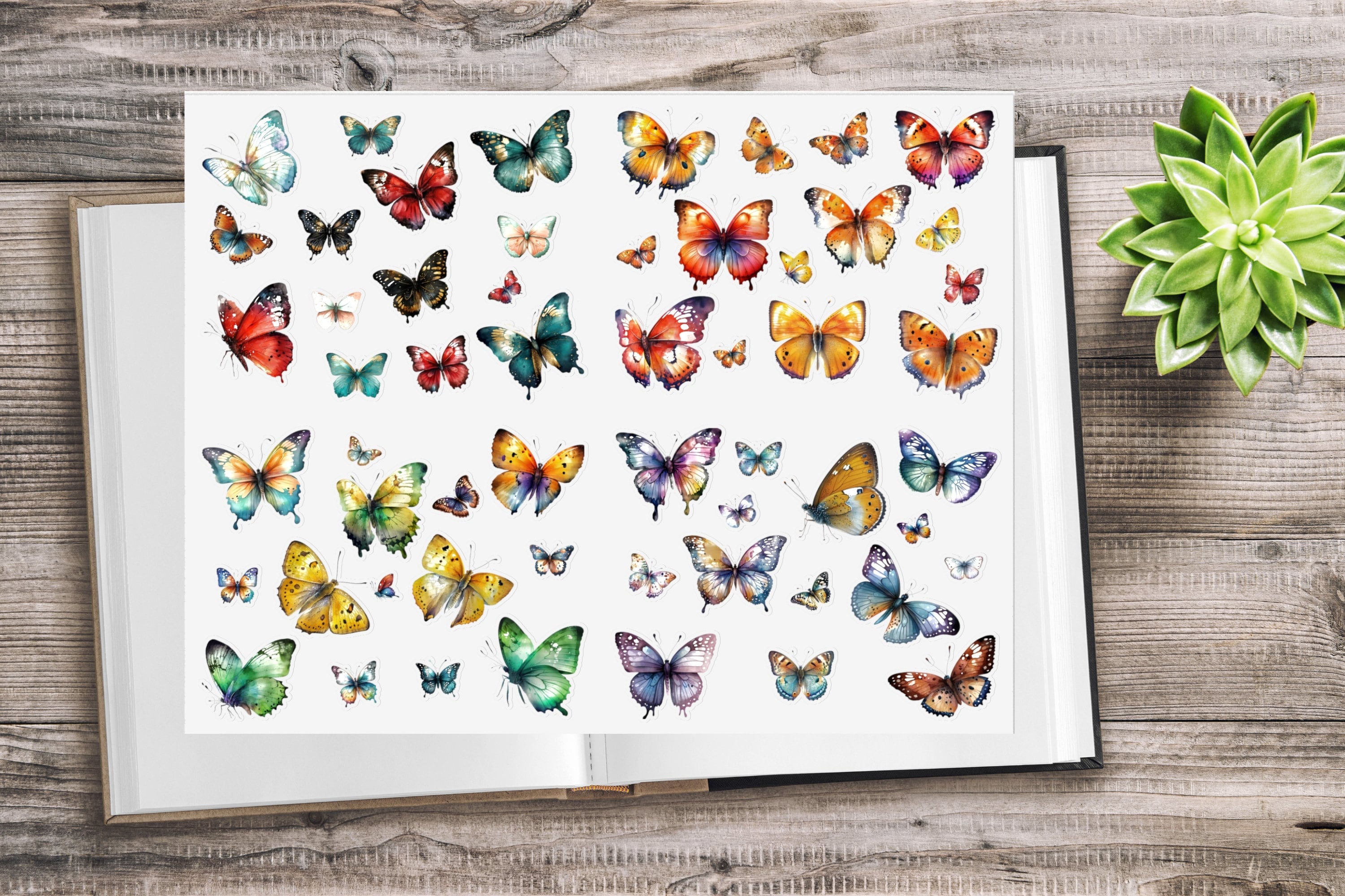 Butterfly Stickers Sheet Floral Spring Summer Nature Greenery Aesthetic ...