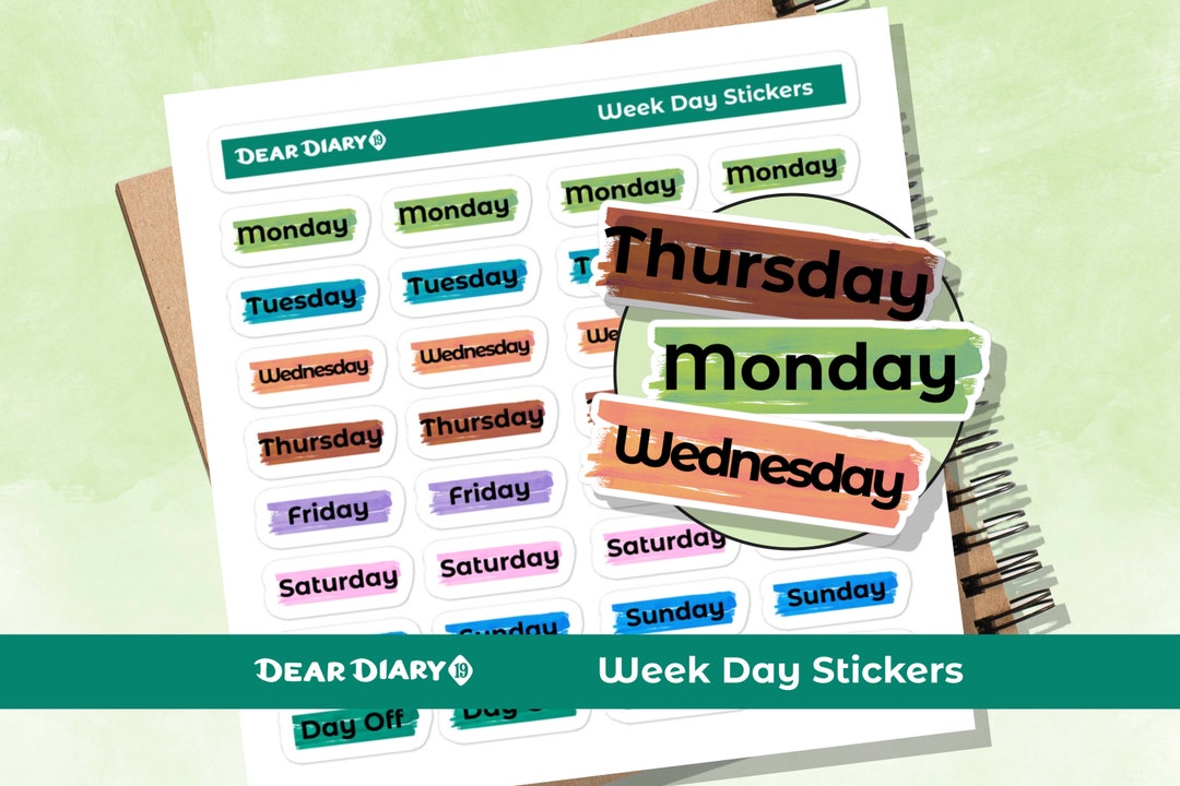 Colorful Week Day Planner Stickers Sheet for Daily Organization and ...