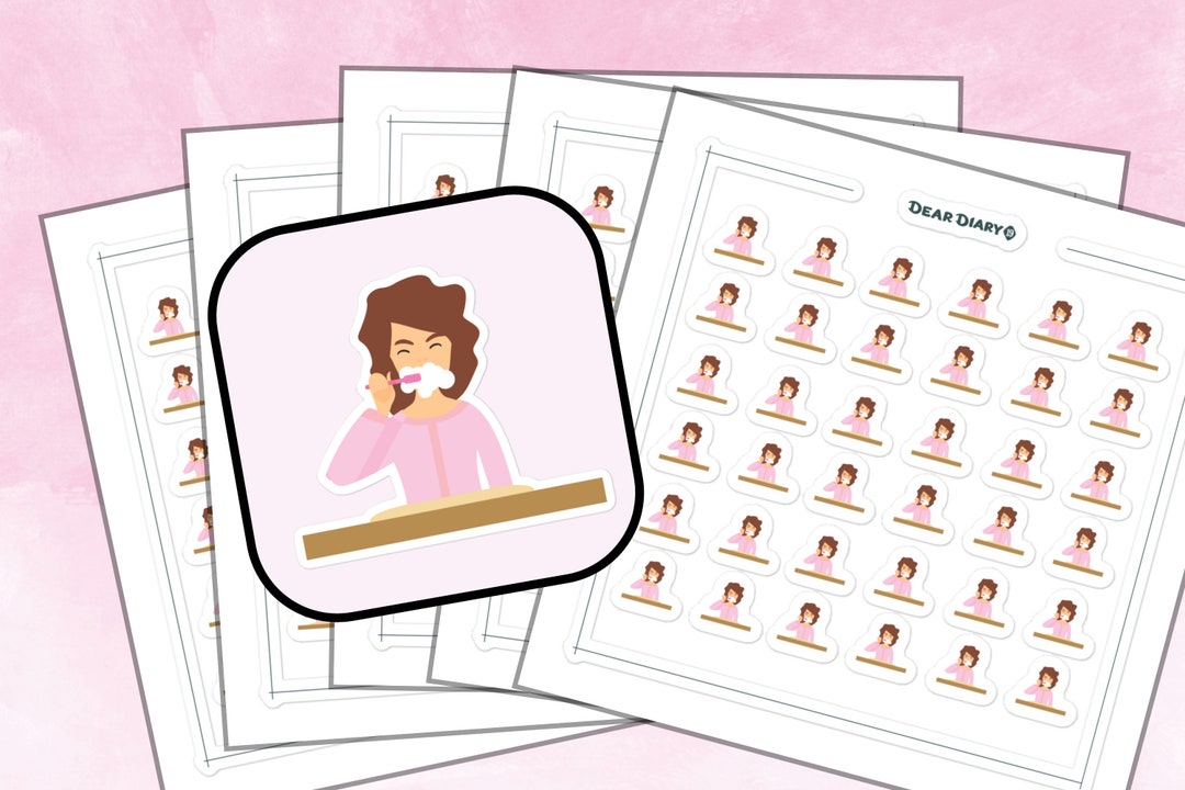 96 Stickers Pack of Morning Routine Planner Stickers Sheet Brushing ...