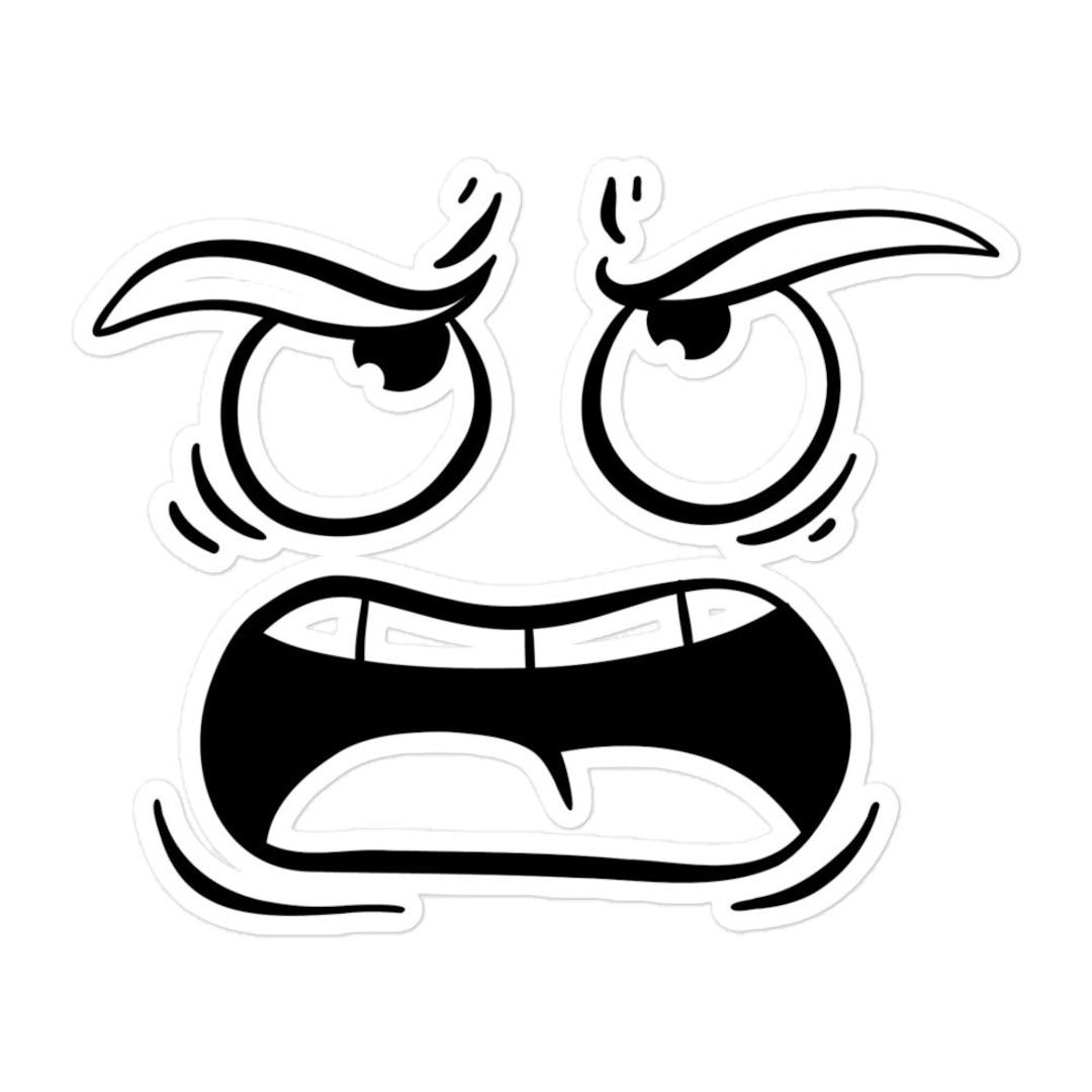 Cartoon Face Sticker Emotion Angry Happy Sad Glad Frustration Vinyl ...