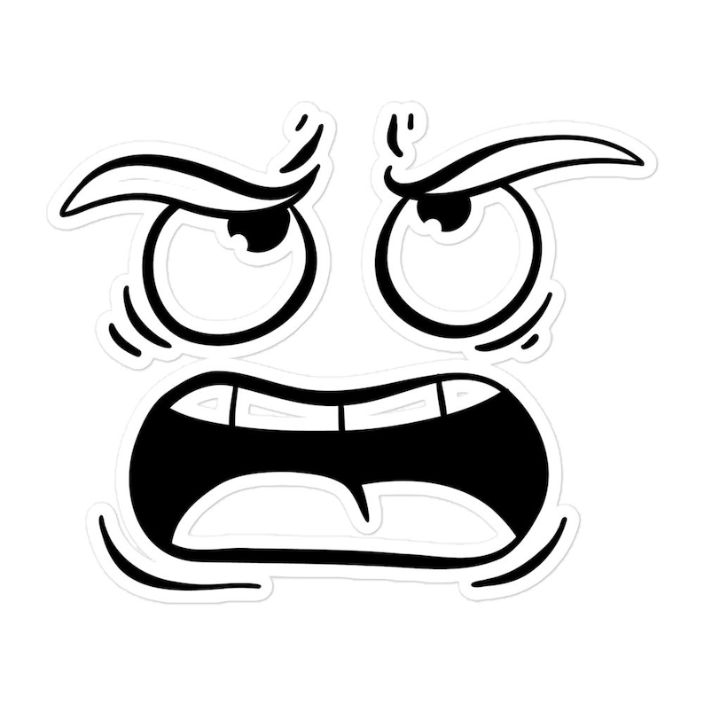 Cartoon Face Sticker Emotion Angry Happy Sad Glad Frustration Vinyl ...