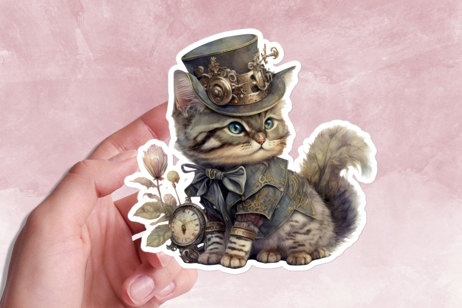 Steampunk Cat Animals Stickers Sheet Kawaii Fantasy Fairy Imagination ...