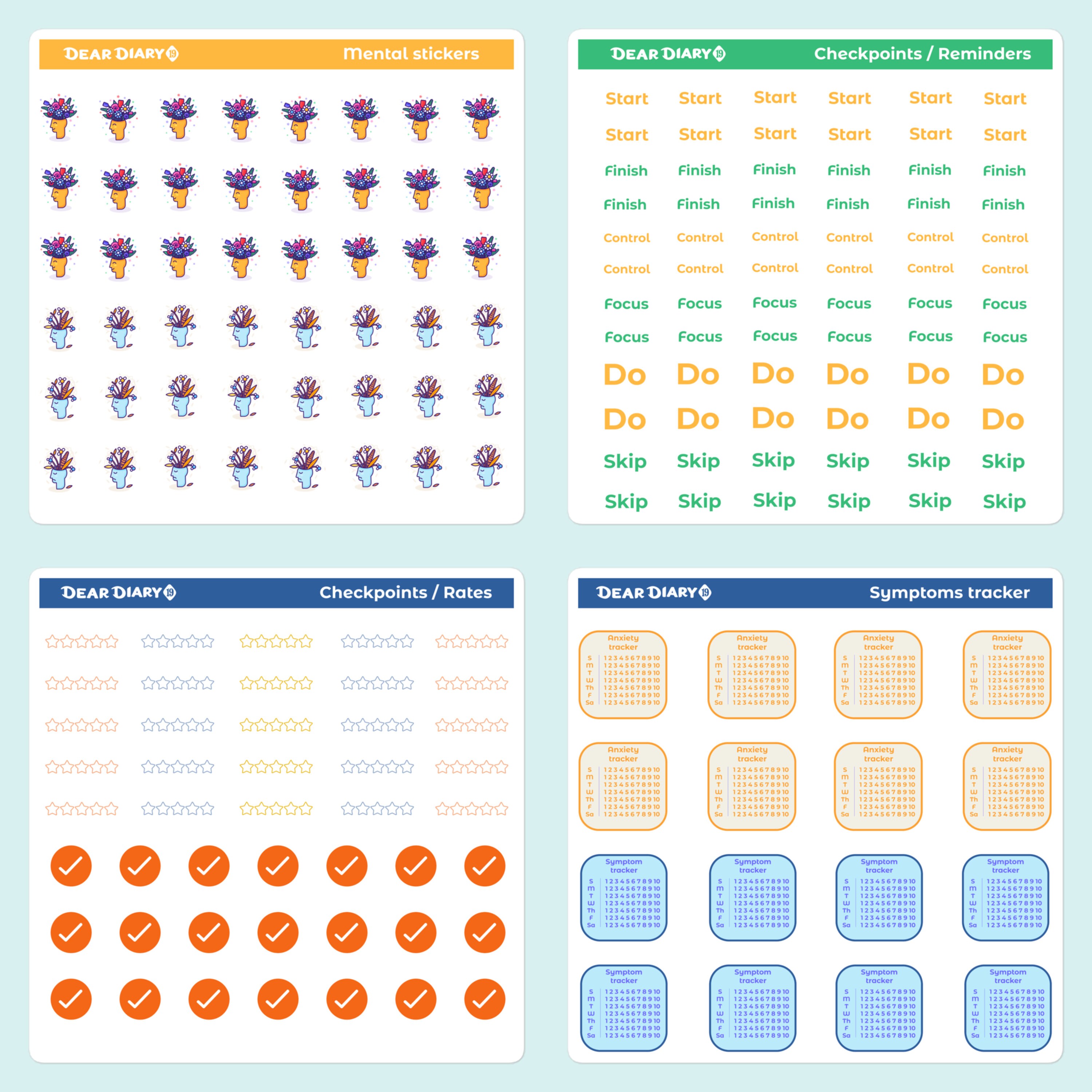 Daily ADHD BPD Planner Stickers Sheet Anxiety Bipolar Disorder Mental ...