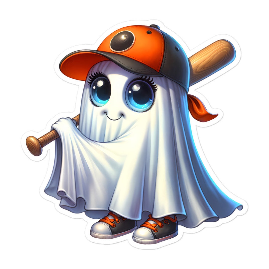 Ghost Baseball Stickers Cute Halloween Creepy Fall Autumn Aesthetic ...