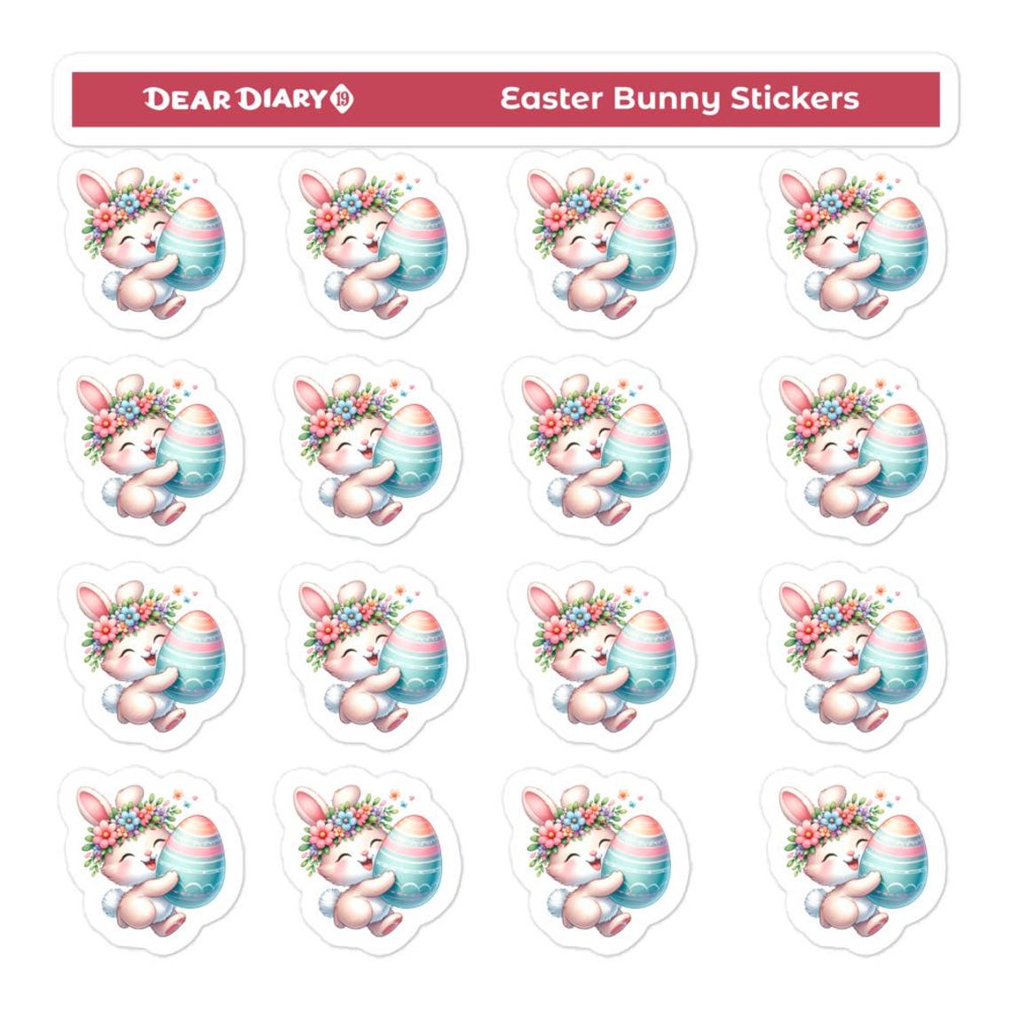 Easter Bunny Planner Stickers Sheet Cute Floral Eggs Spring Holidays ...