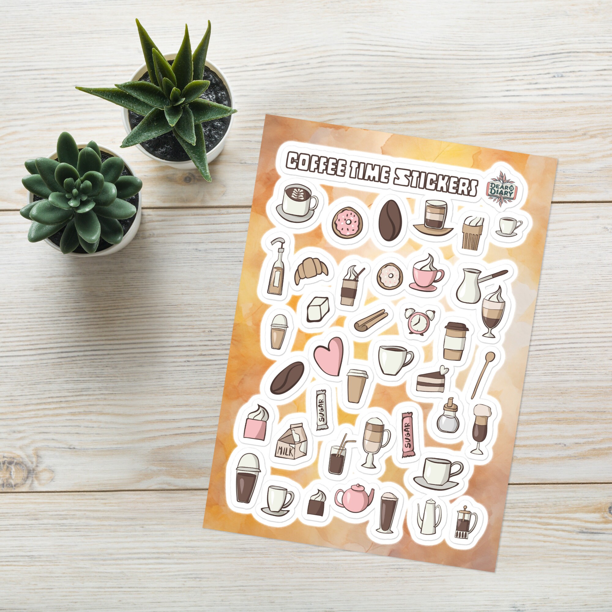 Coffee Stickers Sheet Latte Cappuccino Morning Food Drinks Aesthetic ...