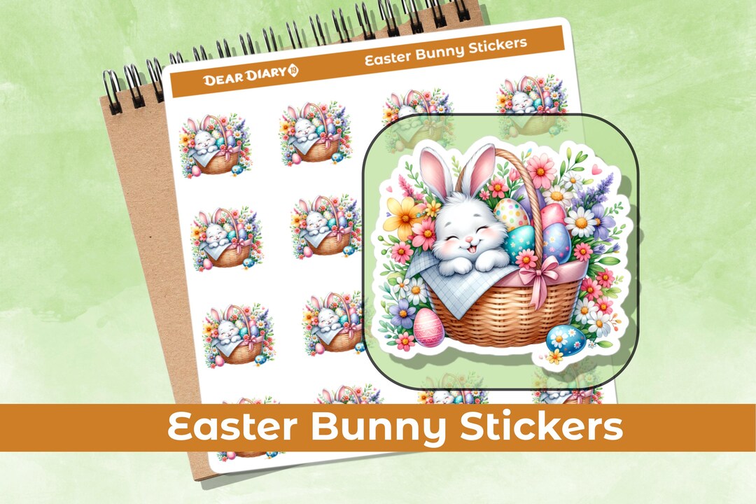 Easter Bunny Planner Stickers Sheet Cute Floral Eggs Spring Holidays ...