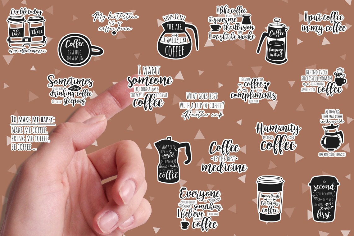 Coffee Stickers Sheet Latte Cappuccino Morning Food Drinks Aesthetic ...
