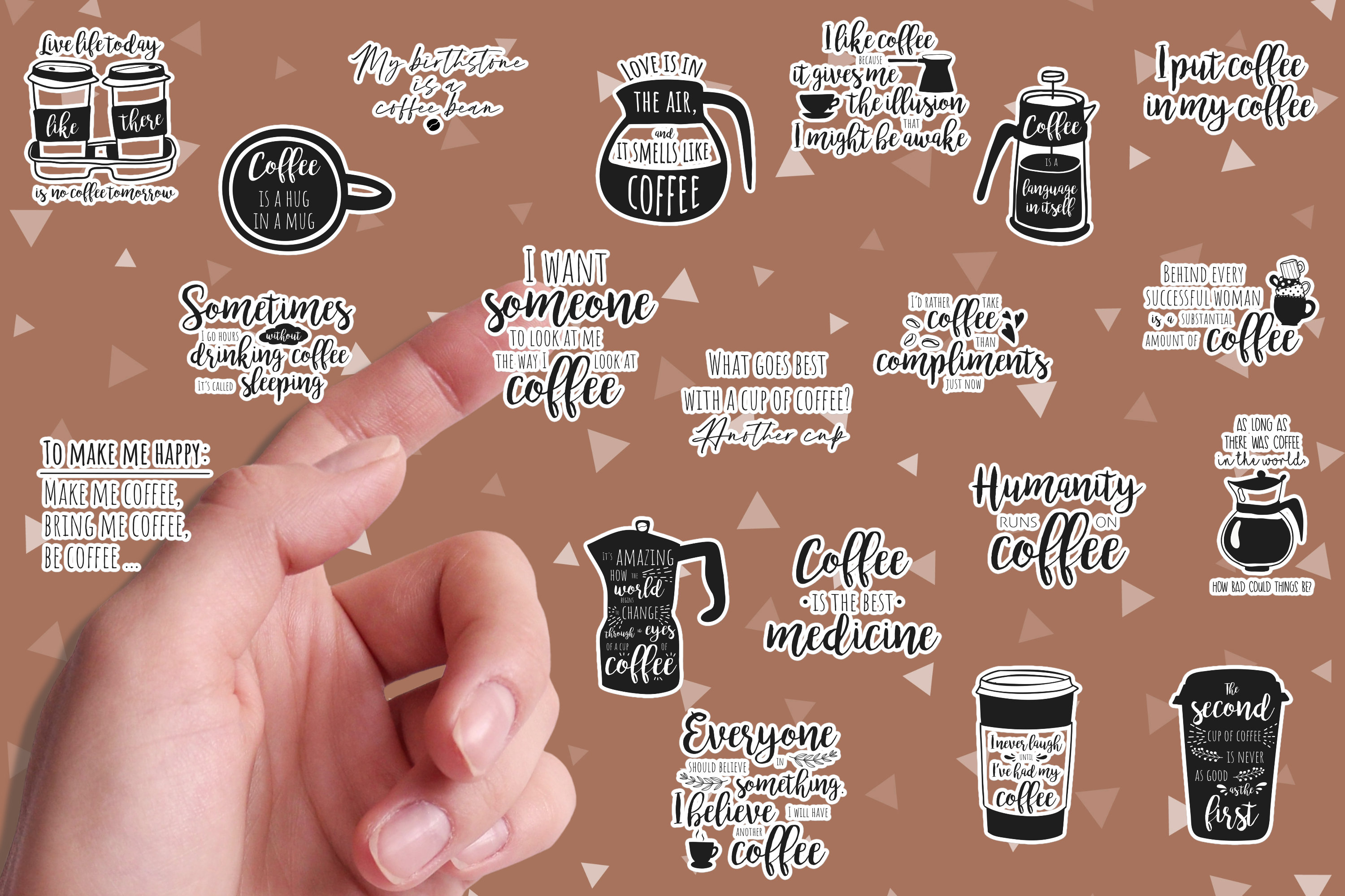 Coffee Stickers Sheet Latte Cappuccino Morning Food Drinks Aesthetic ...