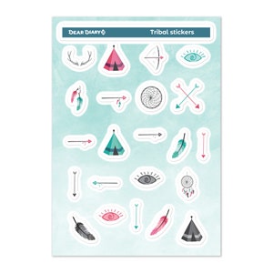 Tribal Stickers Sheet Boho Native Folk Bohemian Indie Vinyl Decal ...