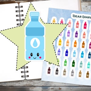 36 Water Planner Stickers Sheet Drink Hydration Tracker Daily Dos ...