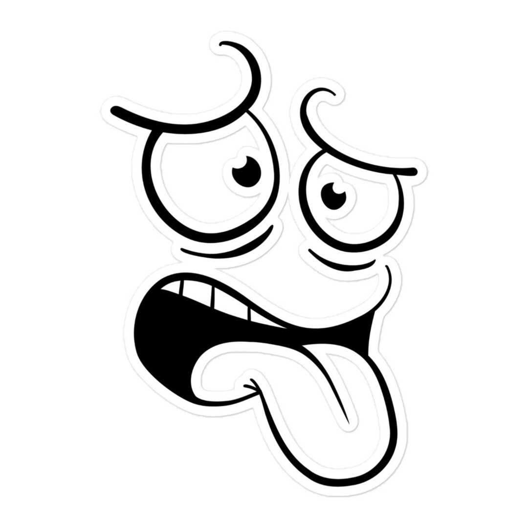 Cartoon Face Sticker Emotion Angry Happy Sad Glad Frustration Vinyl ...