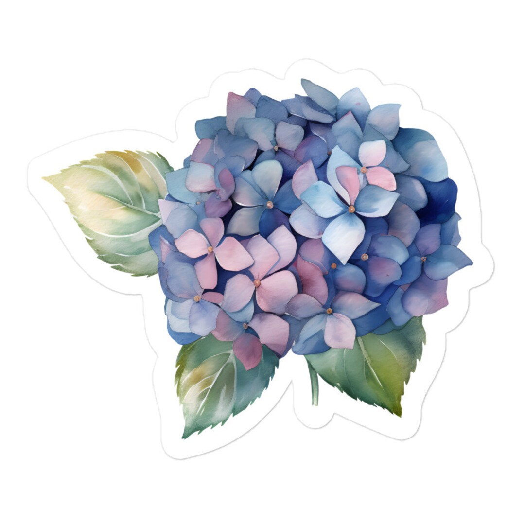 Hydrangea Sticker Floral Blooming Watercolor Petal Greenery Aesthetic ...