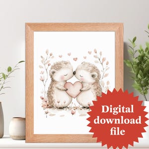 PNG Romantic Hedgehogs Love Printable Wall Art Poster Print Funny ...