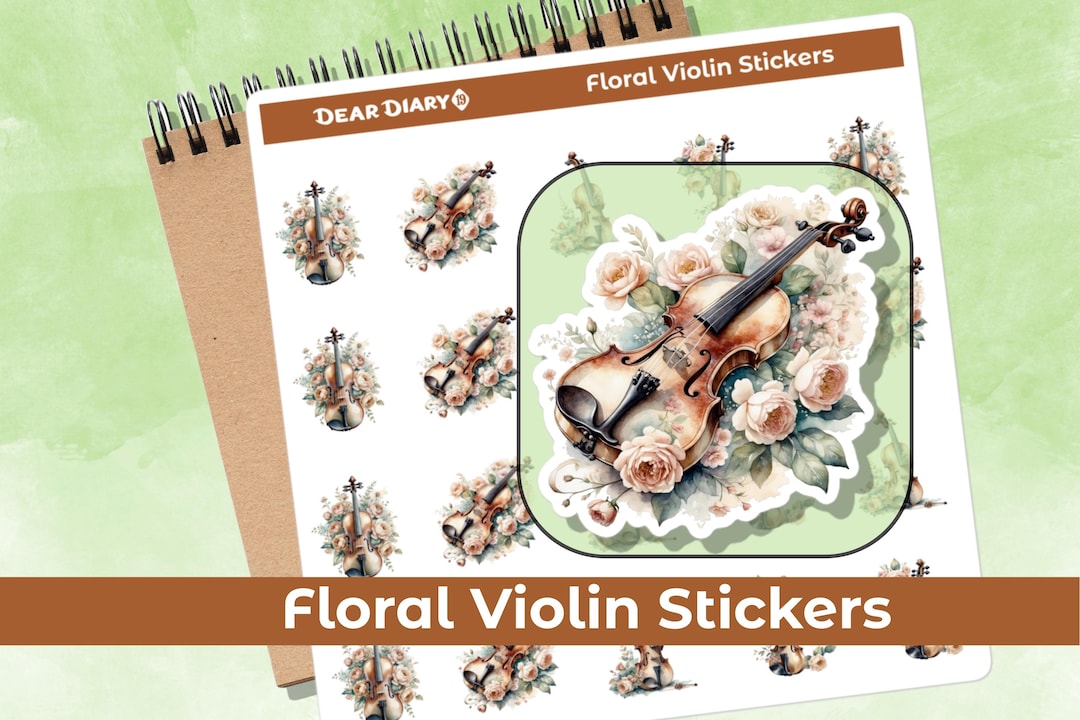 Planner Stickers Sheet Antique Violin Musician Music Lesson Floral ...