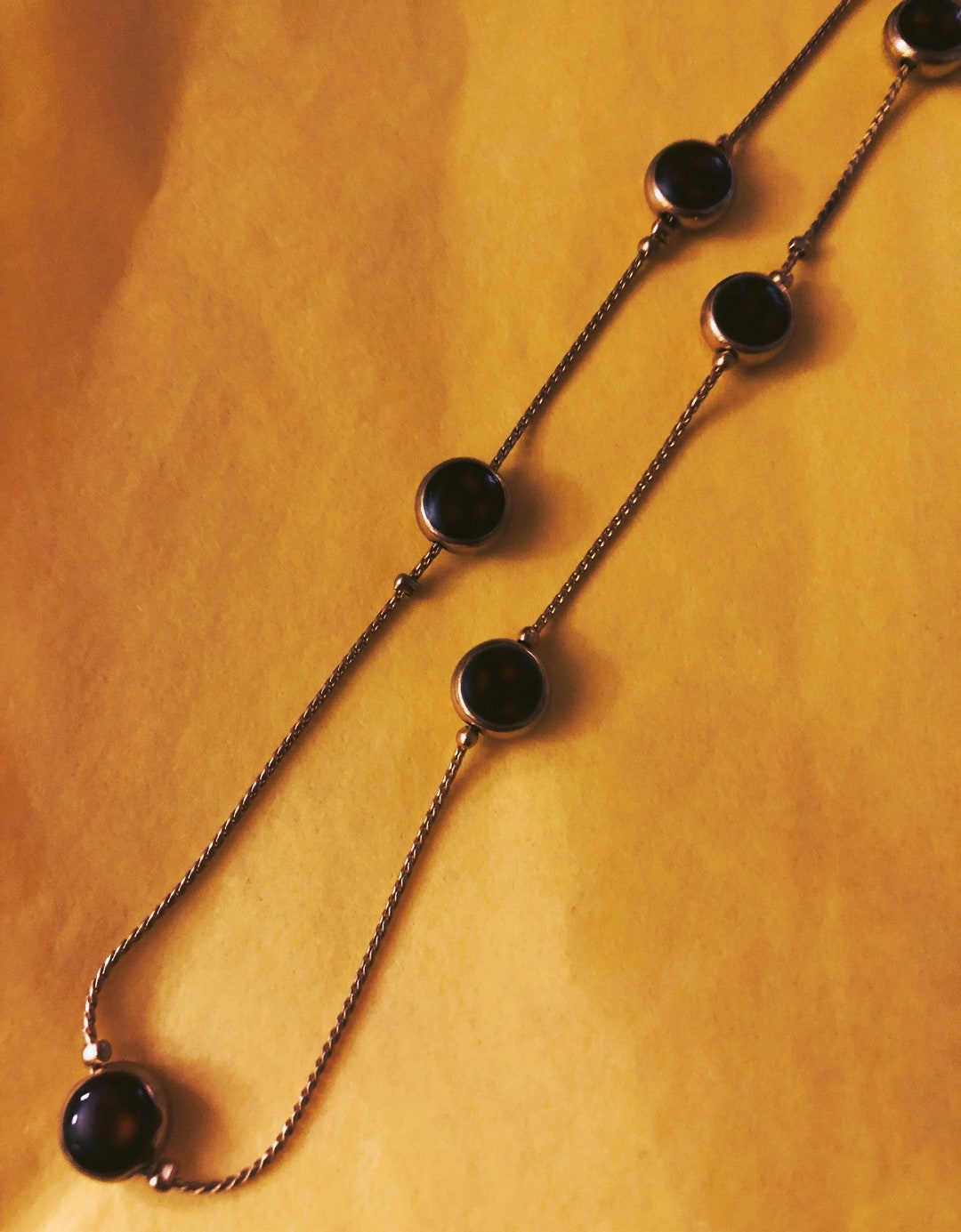 Gold & Simulated Amber Necklace Which is 30 Inches Long. - Etsy