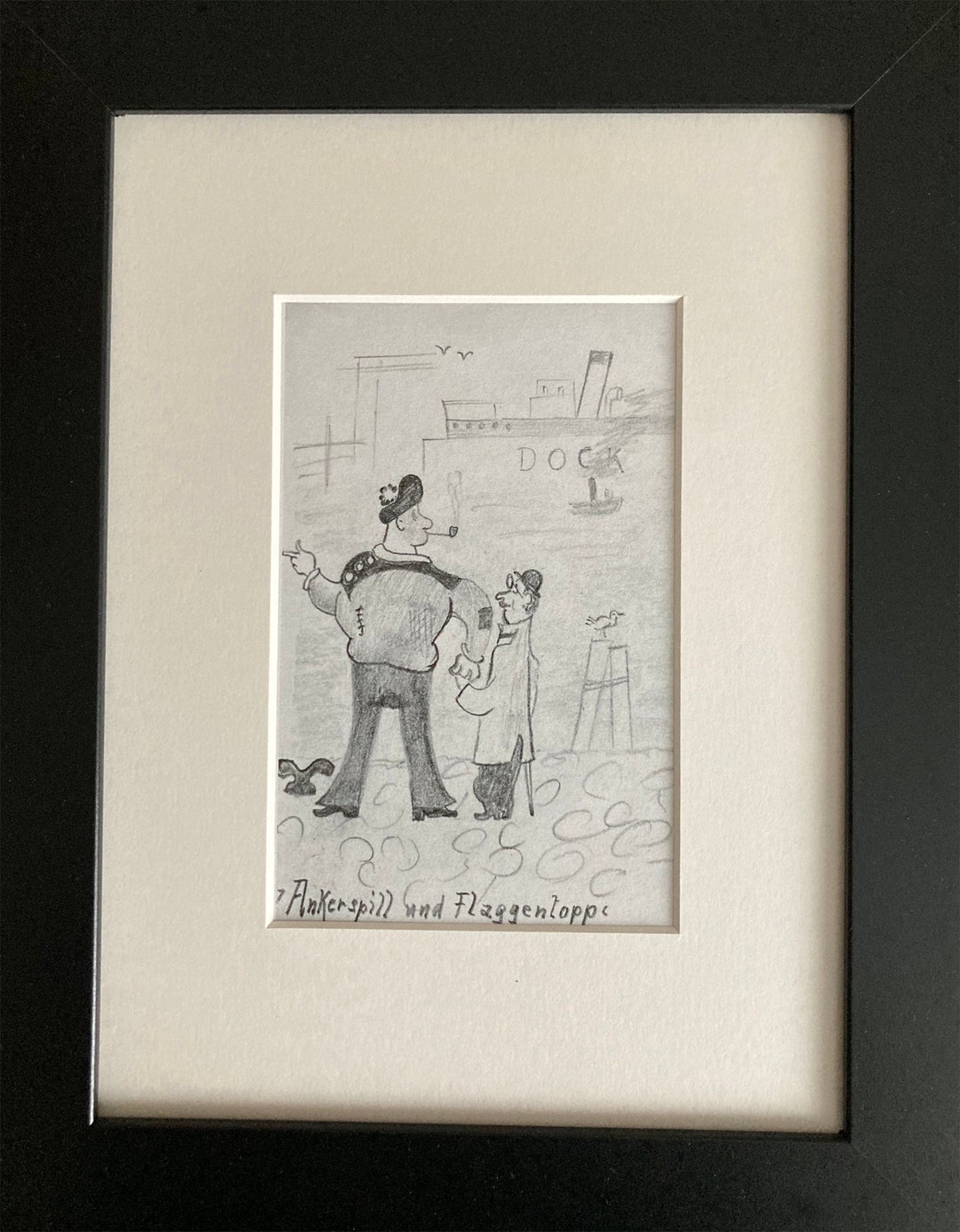 Anchor Capstan, Great Pencil Drawing 10x15/18x24 With Passepartout and ...