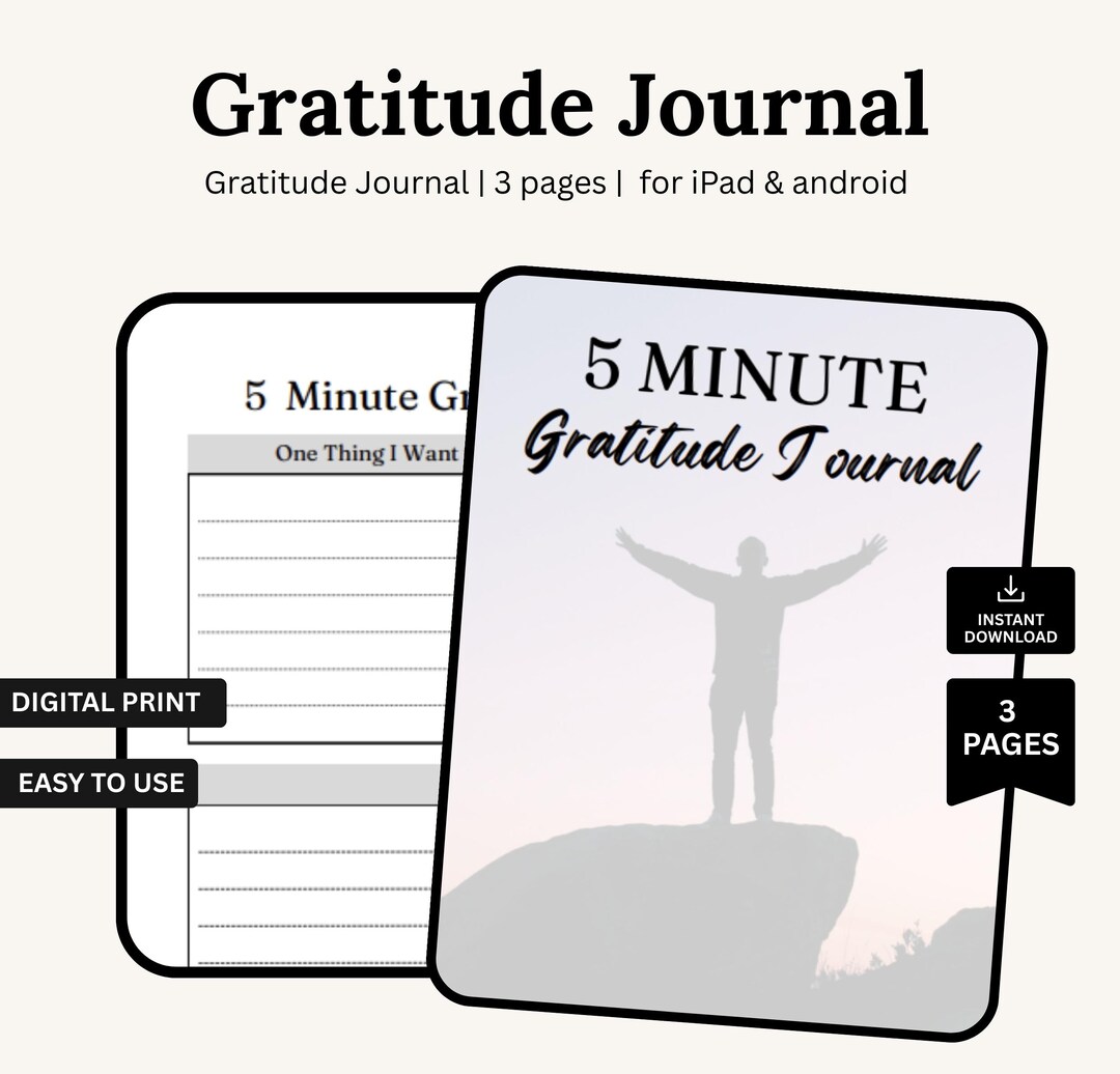 5 Minute Gratitude Journal Printable | Daily Mindfulness Journal PDF ...