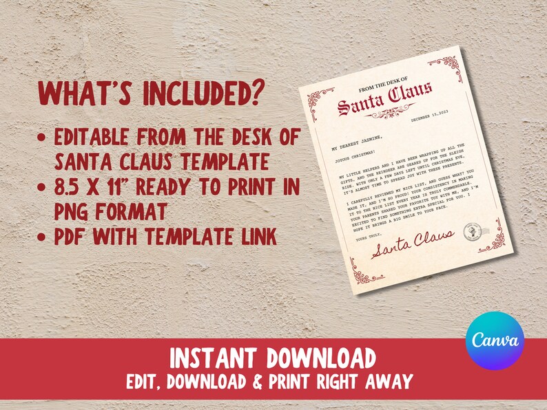 Letter From Santa Claus Editable Letter From Santa Claus - Etsy