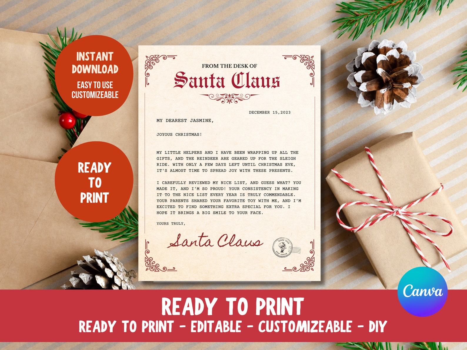 Letter From Santa Claus Editable Letter From Santa Claus - Etsy