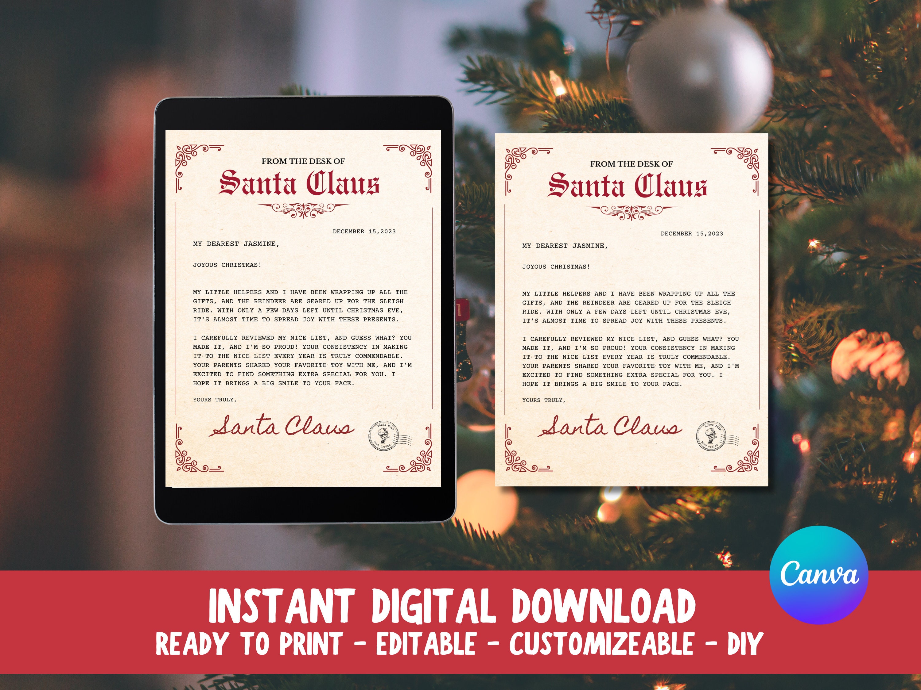 Letter From Santa Claus Editable Letter From Santa Claus - Etsy