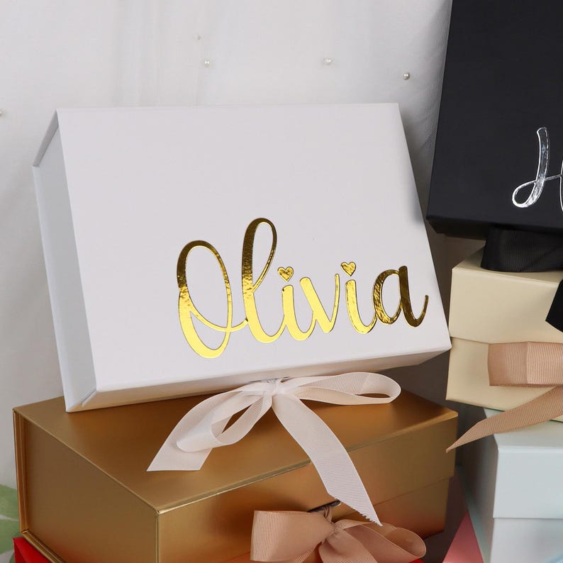 Personalized Empty Gift Box | Gold Font Gift Box | Silver Font | Custom ...