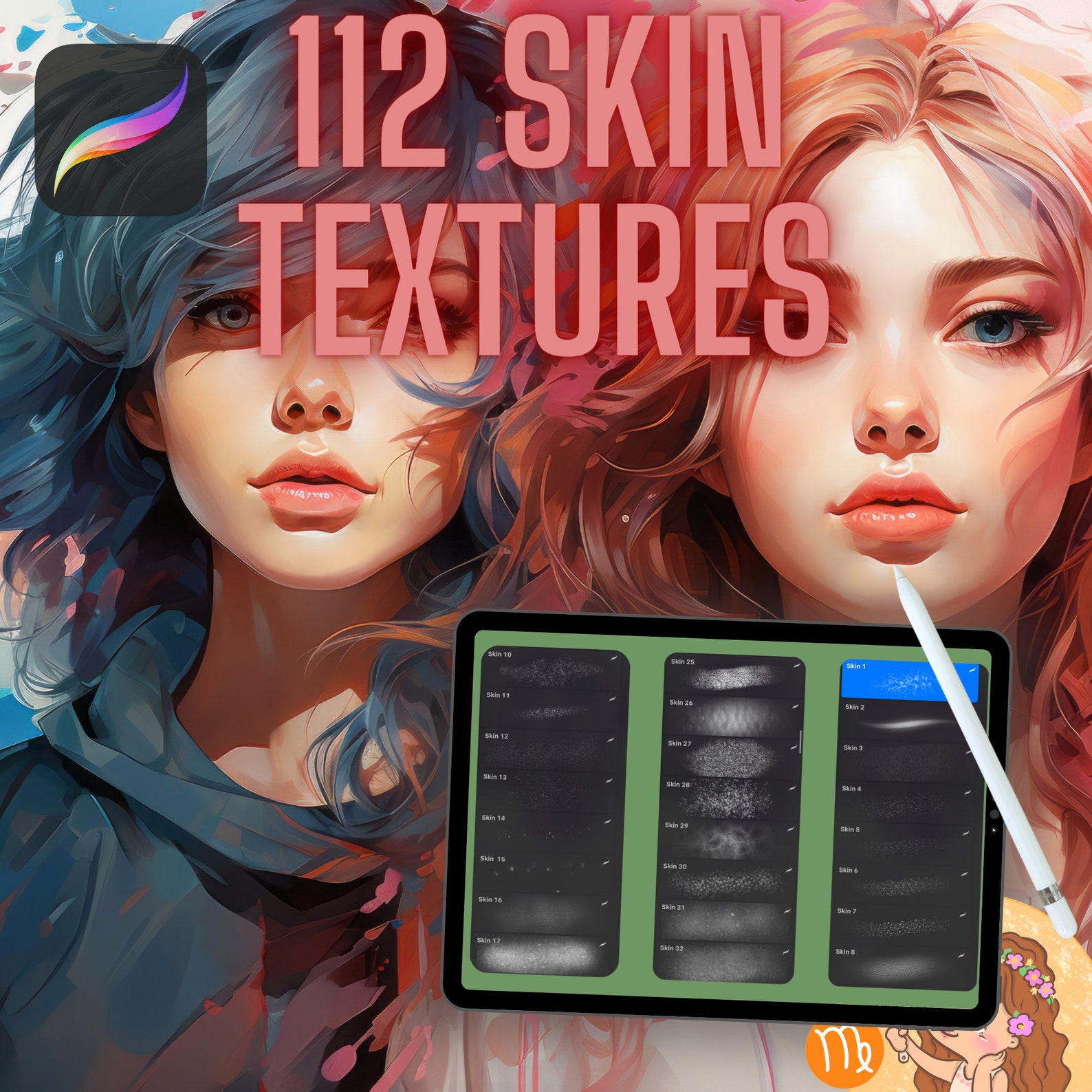 100+ Procreate Human Skin Texture Brushes, Realistic Brushes for ...
