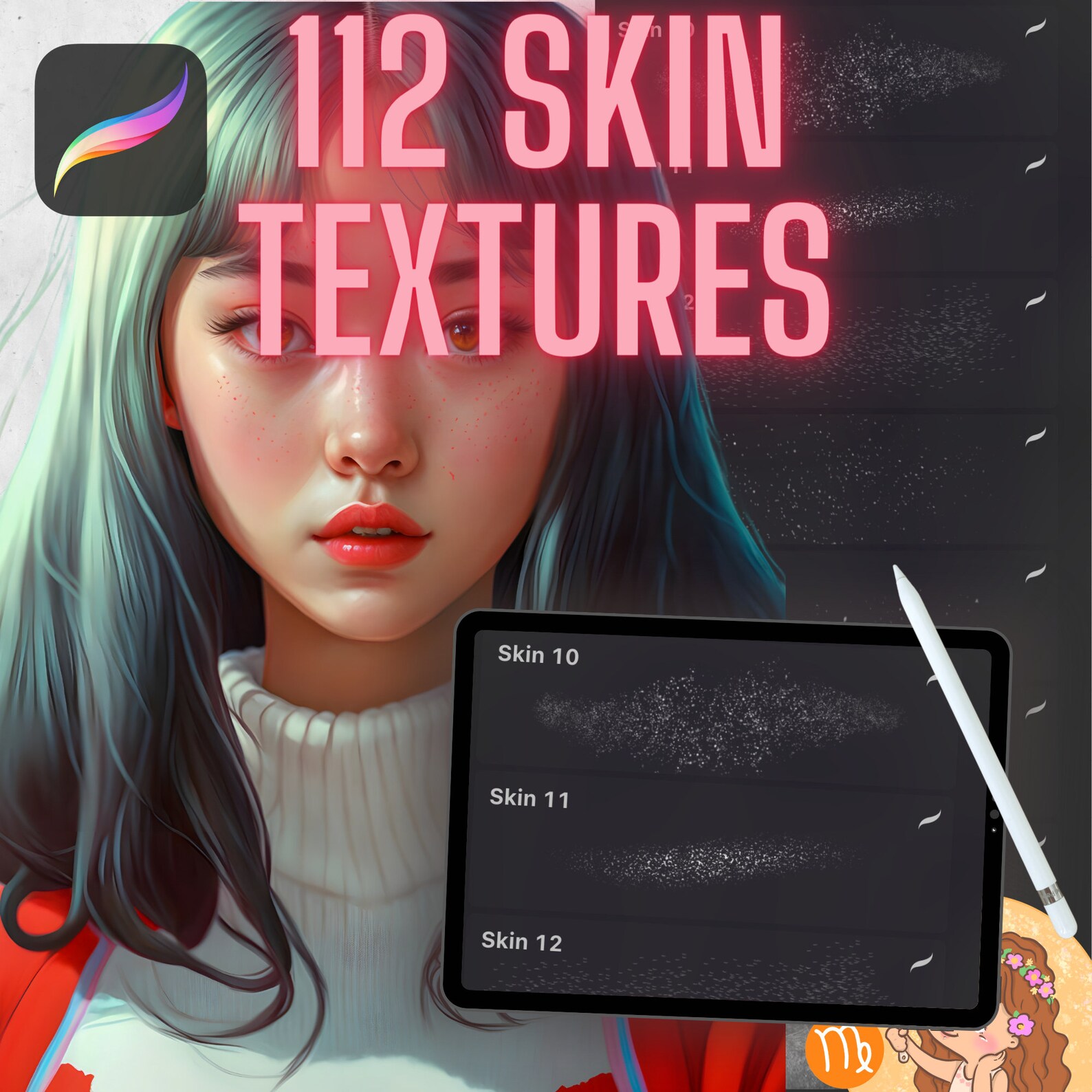 100+ Procreate Human Skin Texture Brushes, Realistic Brushes for ...