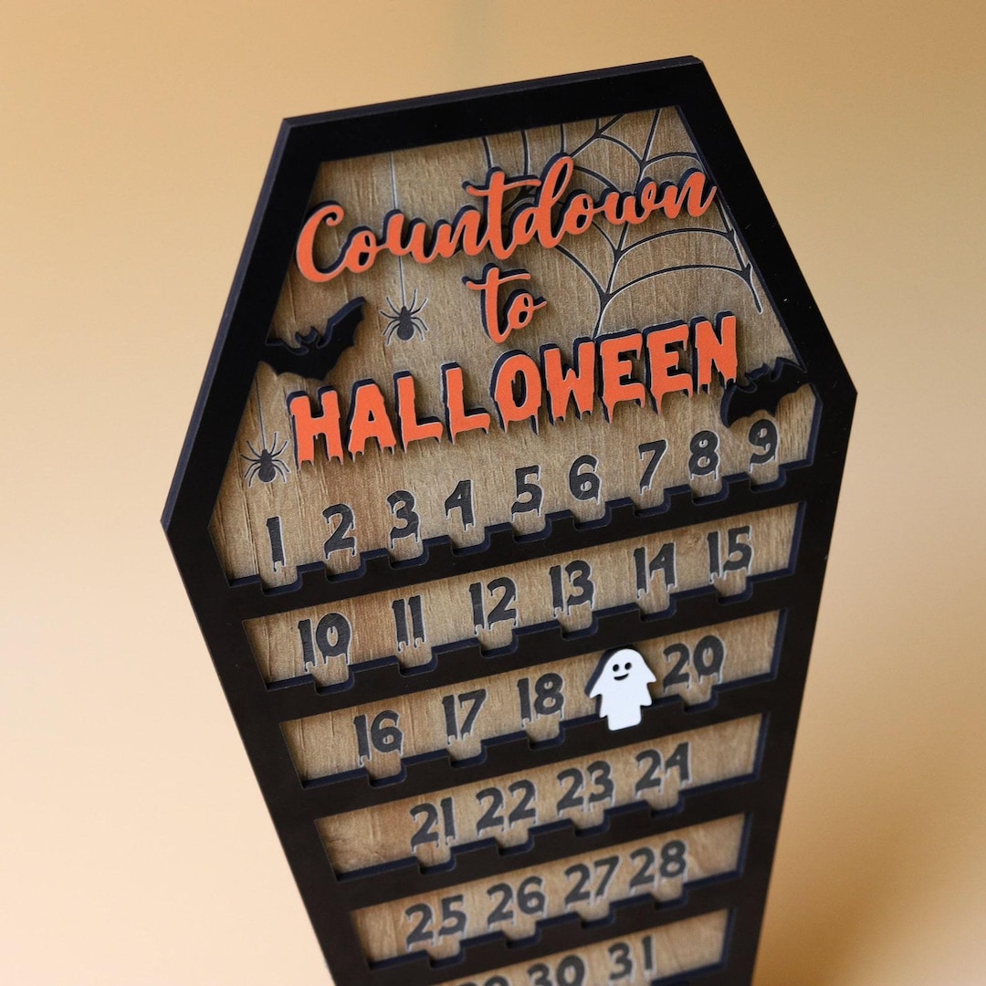 Countdown to Halloween Calendar With Moveable Ghost, Halloween ...
