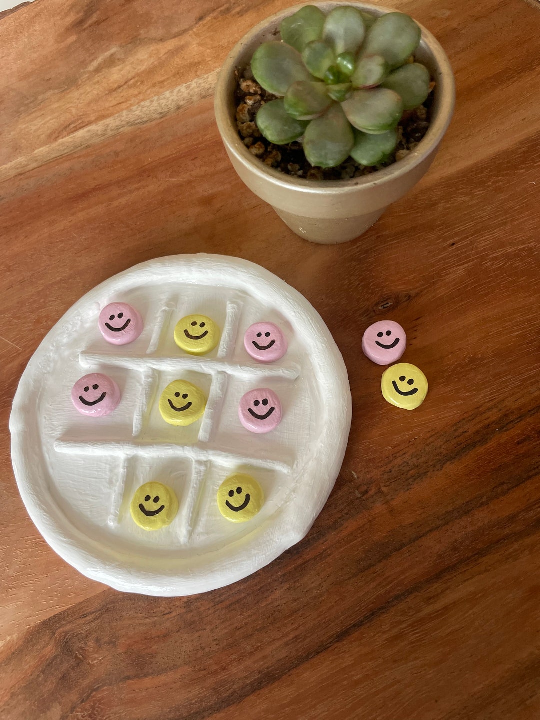 Tic Tac Toe Board Handmade Clay Game Board Polymer Clay Coffee Table Decor Centerpiece