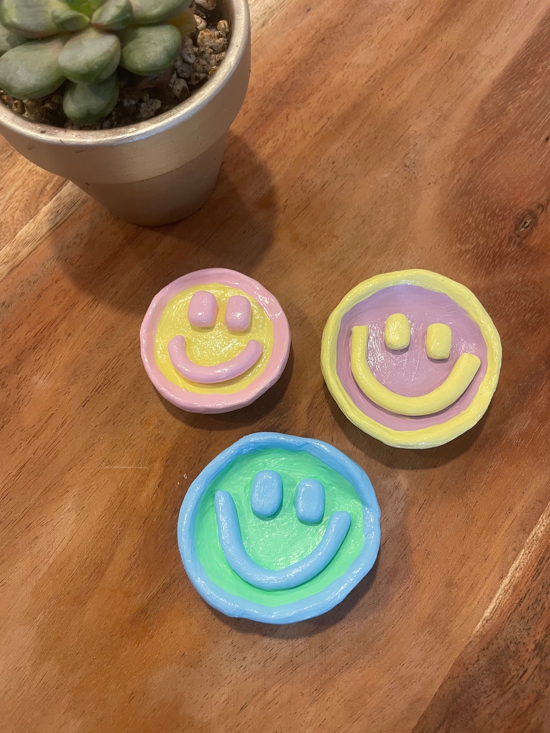 Handmade Clay Smiley Face Magnet Pastel Smiley Face Magnets Colourful ...