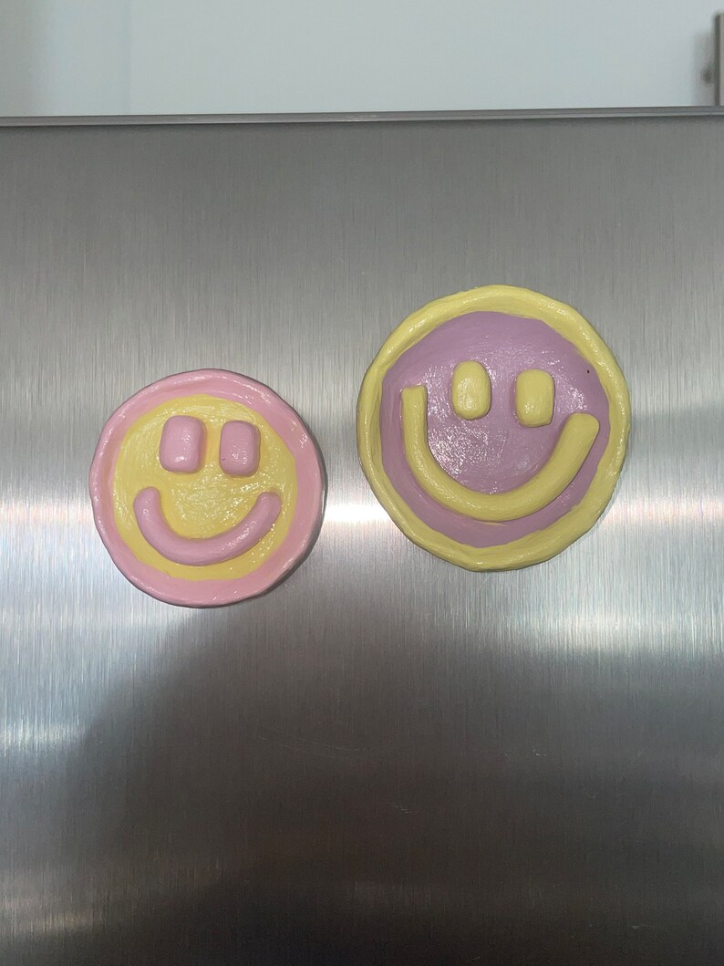 Handmade Clay Smiley Face Magnet Pastel Smiley Face Magnets Colourful ...