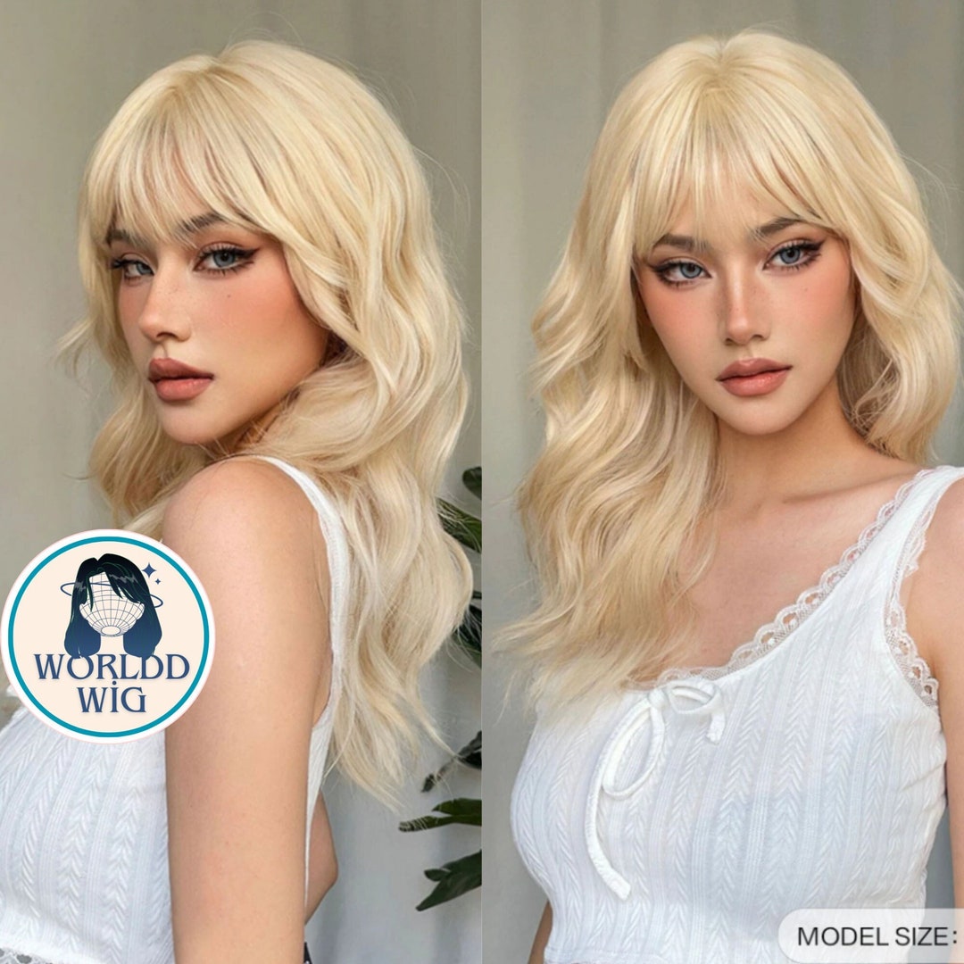 Cute Curly Long Wig With Bangs, Cosplay, Wig for Theme Party, Women's ...