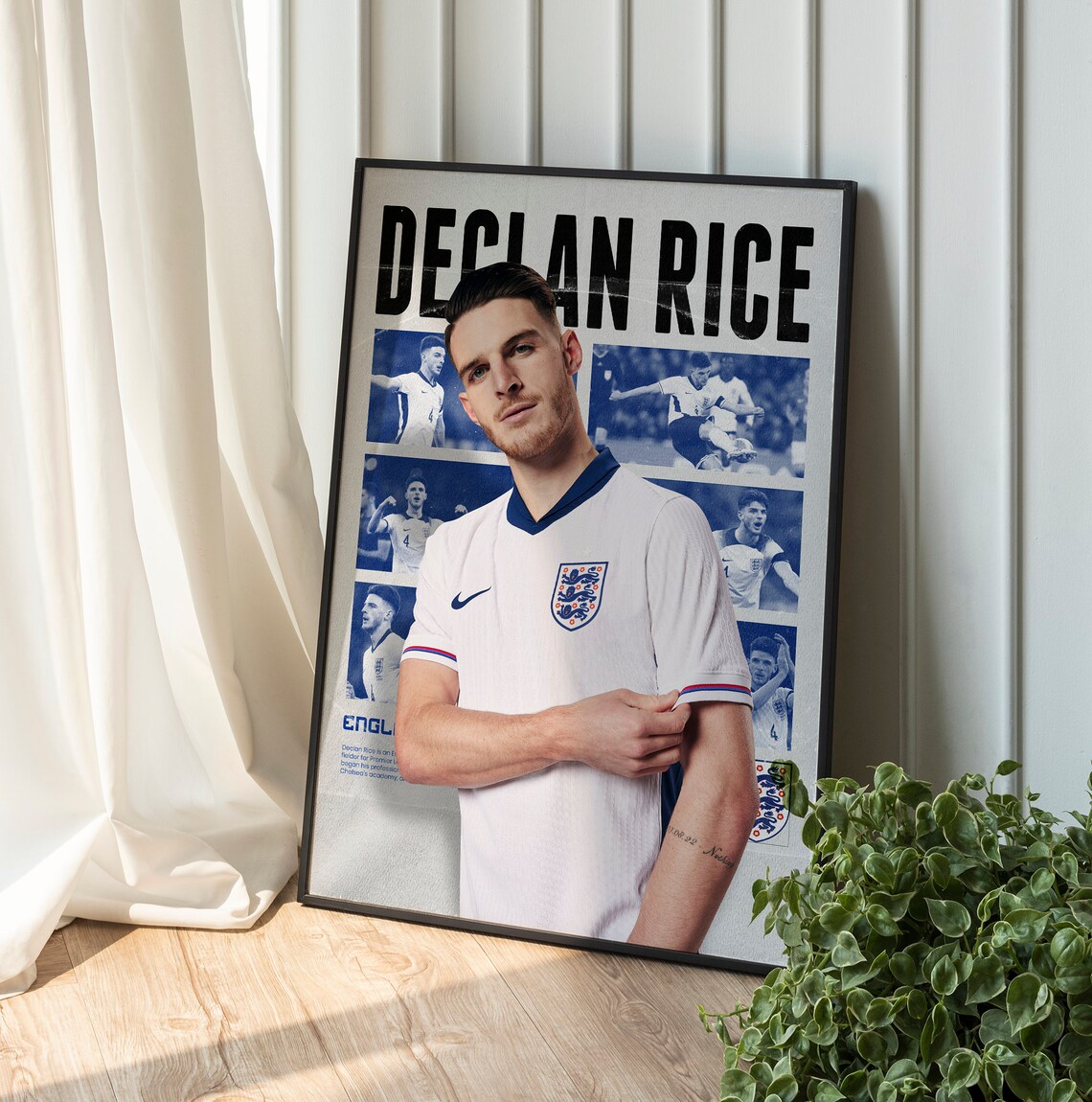 Declan Rice England Euro 2024, Printable A3 Sport Wall Art, Gift for ...
