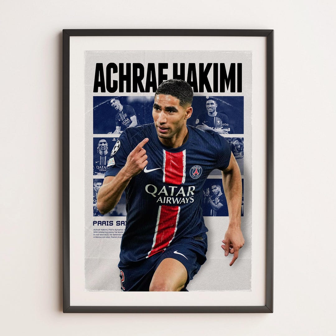 Achraf Hakimi Paris Saint German, Printable A3 Sport Wall Art, Gift for ...