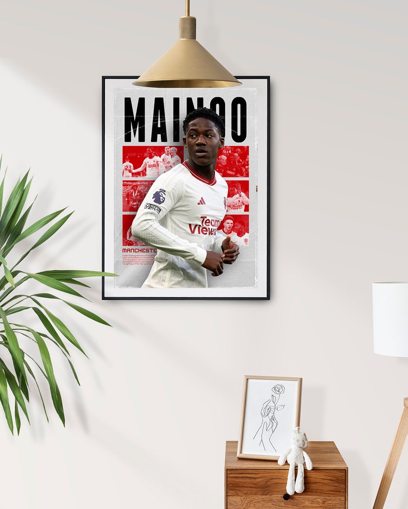 Kobbie Mainoo Poster, Manchester United, Printable A3 Sport Wall Art ...