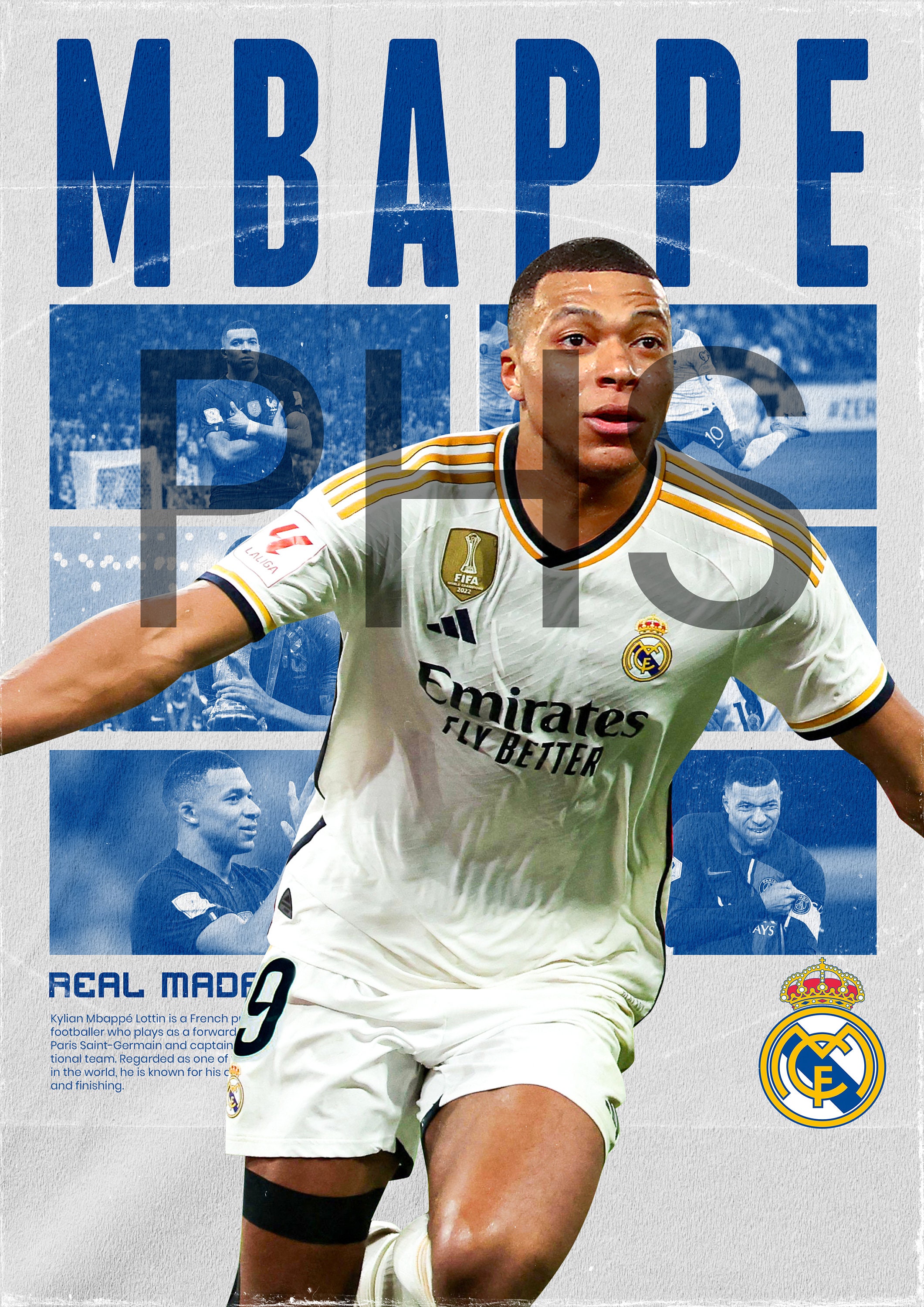 Kylian Mbappe Real Madrid, Printable A3 Sport Wall Art, Gift for Boy ...
