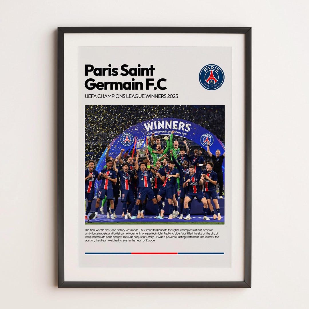 PSG League Poster 2025, Printable A3 Sport Wall Art, Paris Saint ...