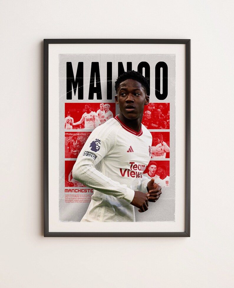 Kobbie Mainoo Poster, Manchester United, Printable A3 Sport Wall Art ...