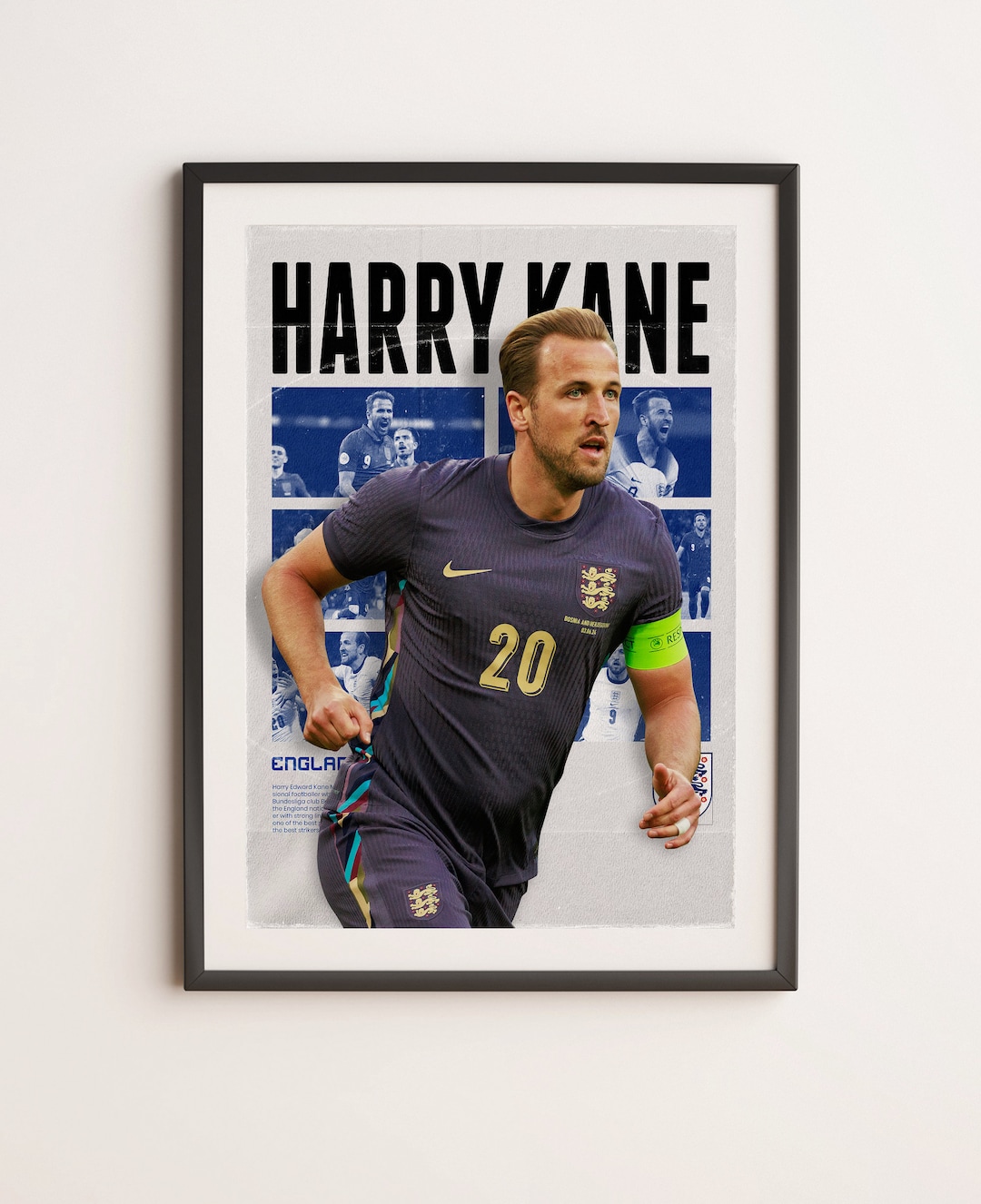 Harry Kane England Euro 2024, Printable A3 Sport Wall Art, Gift for Boy, Poster A3, Three Lions ...