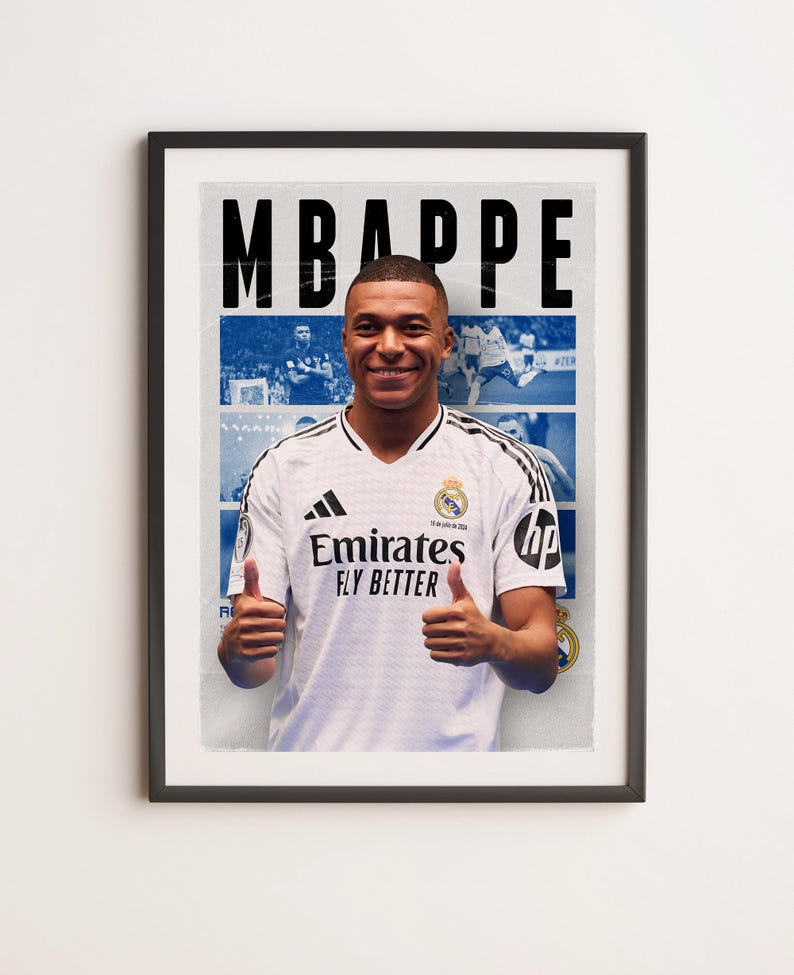 Kylian Mbappe Real Madrid Poster, Printable A3 Sport Wall Art, Gift for ...
