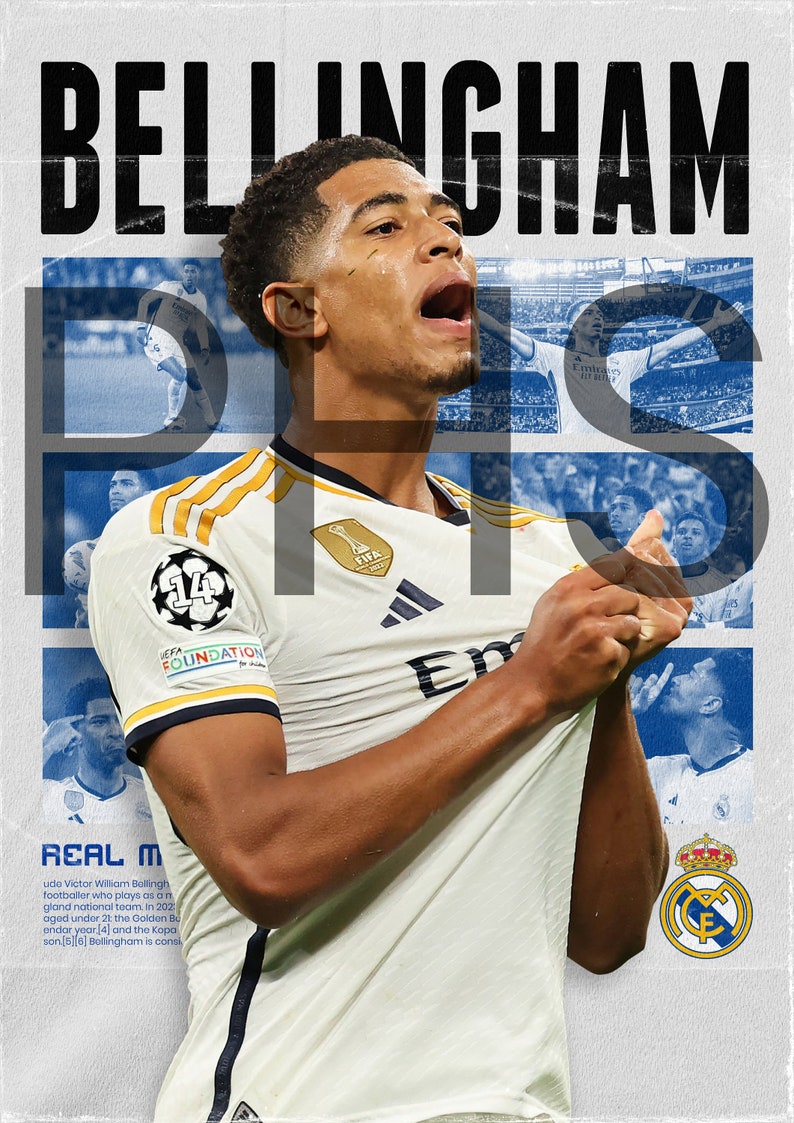 Jude Bellingham Real Madrid, Printable A3 Sport Wall Art, Gift for Boy ...