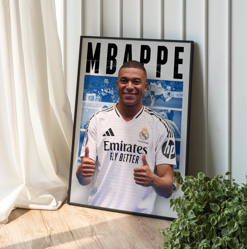 Kylian Mbappe Real Madrid Poster, Printable A3 Sport Wall Art, Gift for ...