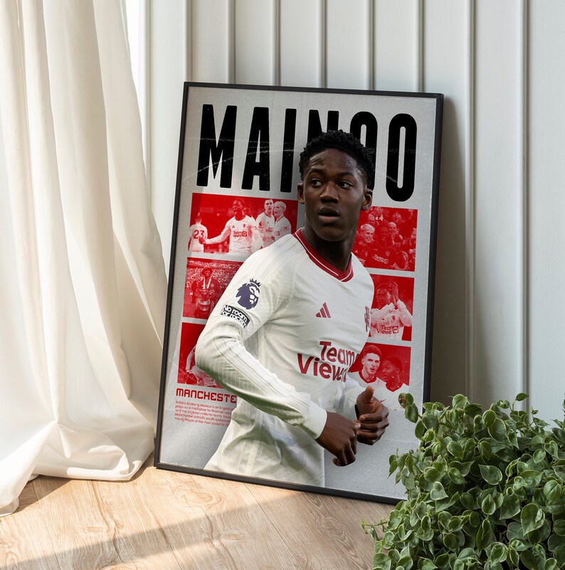 Kobbie Mainoo Poster, Manchester United, Printable A3 Sport Wall Art ...